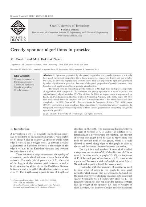 Pdf Greedy Spanner Algorithms In Practice