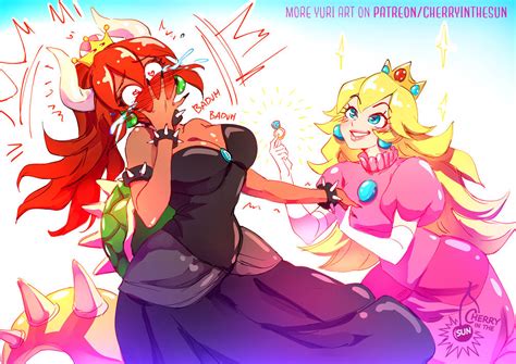 Bowsette X Princess Peach Patreon Weekly Sketch By Cherryinthesun On