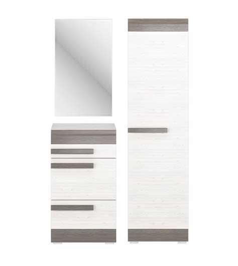 Garderoben Set Blanco Flurgarderobe 3 Teilig Pinie Weiß Grau Mdf
