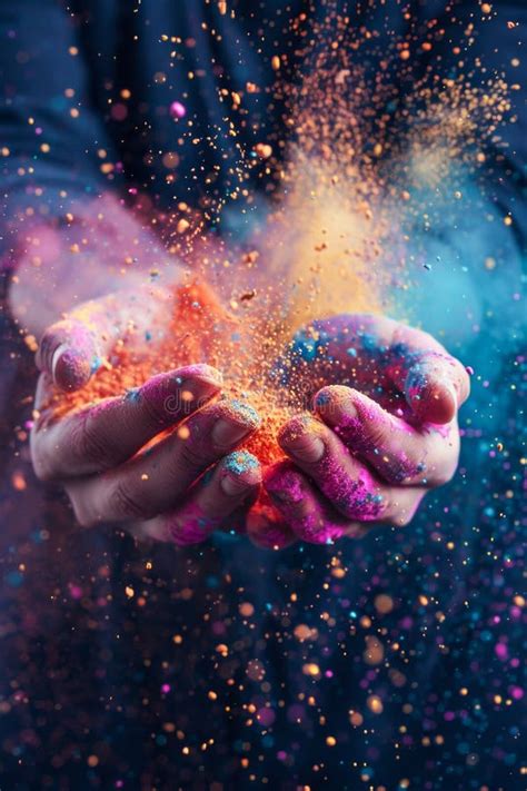 Vibrant Holi Festival Colors Exploding From Hands At Dusk Stock Illustration Illustration Of