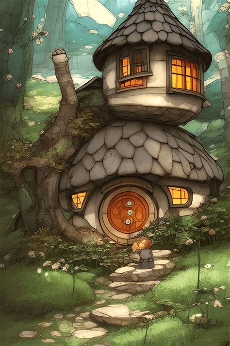 Tiny Cozy Hobbit House Graphic · Creative Fabrica