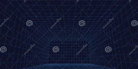 Abstract Background Empty Wireframe Box Futuristic Grid Space