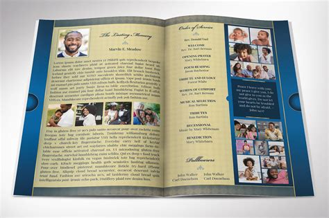 Loving Funeral Program Canva Template V1 Blue Behance