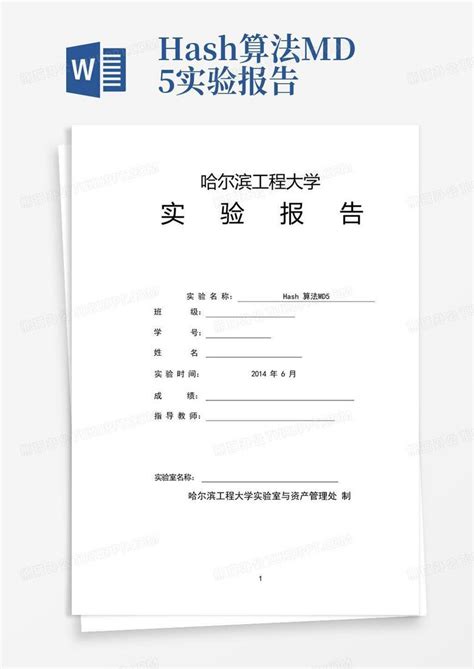 Hash算法md5实验报告 Word模板下载 编号lmkjvnjg 熊猫办公