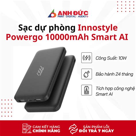 Sạc dự phòng Innostyle Powergo 10000mAh Smart AI Hàng chính hãng