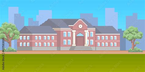 8bit Pixel Art School Building Stock Vector Adobe Stock