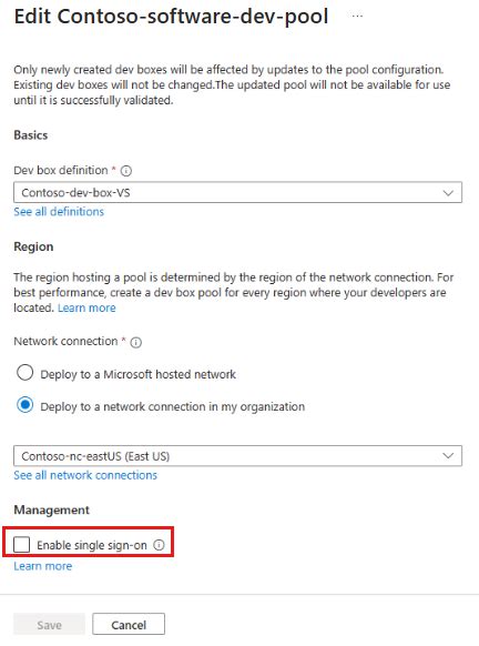 Enable Single Sign On For Dev Boxes Microsoft Dev Box Microsoft Learn