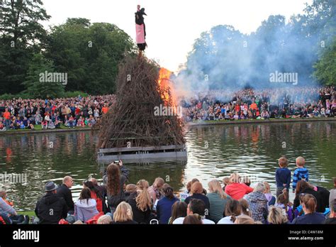 Traditional Danish Midsummer Festival Sankt Hans Aften With Bonfires