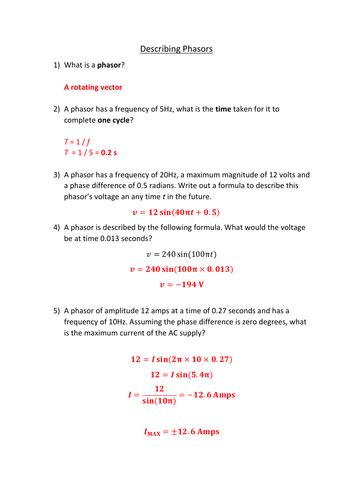 Mathematics Vectors And Phasors Powerpoint 2 Worksheets Teaching Resources