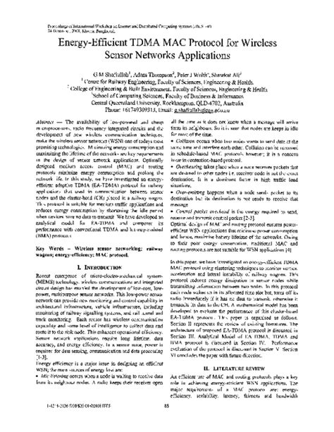 Pdf Energy Efficient Tdma Mac Protocol For Wireless Sensor Networks
