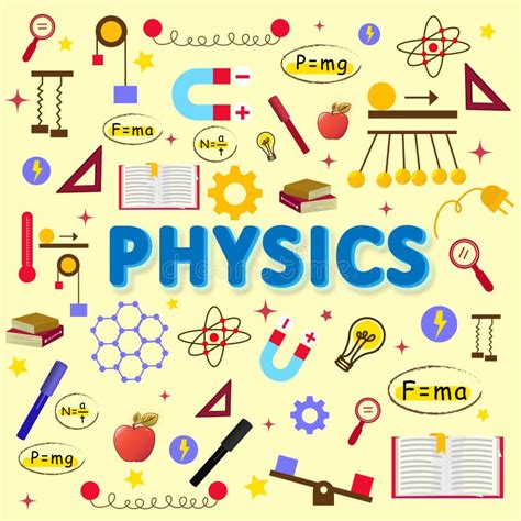 Hand Drawing Physics Education Doodle Icon Idea Set Stock Vector