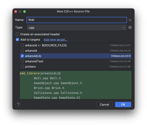 Clion 2023 2 Eap2 New Cmake Targets For New Files The Clion Blog