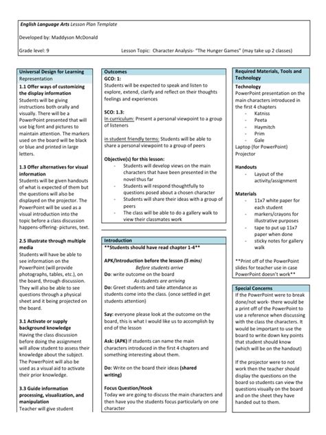 Lesson Plan Two Pdf Educational Assessment Teaching