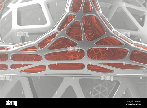 Abstract 3d Rendering Concept Of High Poly Architecture With Steel And