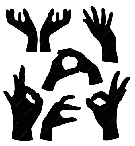 Siluetas De Signo De Mano Vector Premium