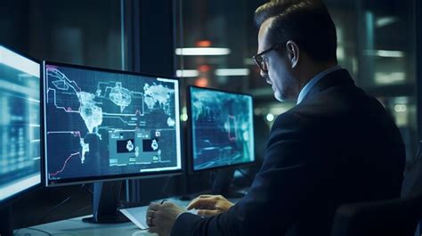 Premium Photo A Cybersecurity Expert Analyzing Security Protocols On A Digital Interface