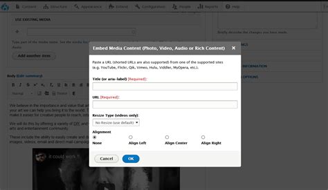 Ckeditor Media Oembed Plugin