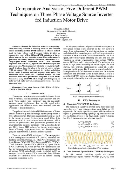 Pdf Comparative Analysis Of Five Different Pwm Techniques On Three