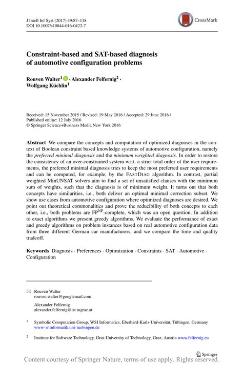 Constraint Based And Sat Based Diagnosis Of Automotive Configuration