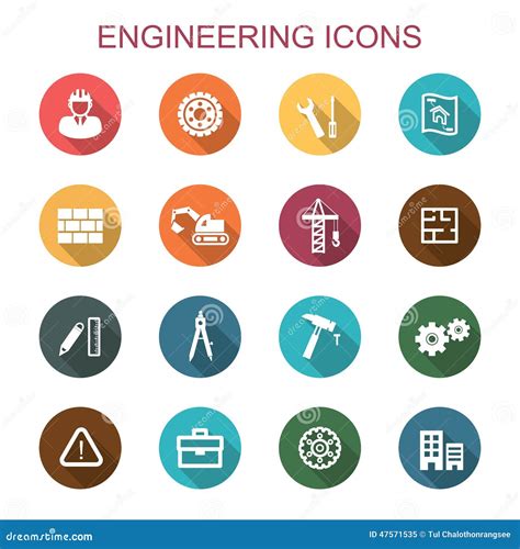 Pictogrammen Van De Techniek De Lange Schaduw Vector Illustratie