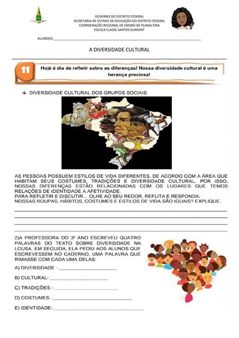 Diversidade Cultural Do Povo Brasileiro Worksheet