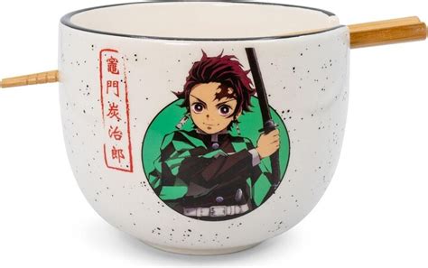 Just Funky Demon Slayer Tanjiro Japanese Dinnerware Set 16 Ounce Ramen Bowl Chopsticks
