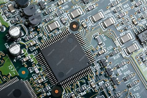 Free Photo Closeup Of Electronic Circuit Board With Cpu Microchip Electronic Components Background