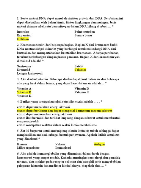 Soal Blok 2 2020 Biologi Molekuler Pdf