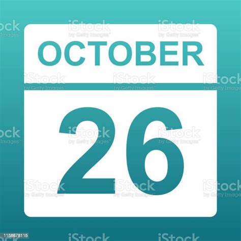 10월 26일 컬러 배경에 흰색 달력입니다 달력의 날짜입니다 10월 26일 그라데이션이 있는 파란색 녹색 배경입니다 0명에 대한