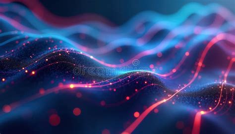 Abstract Tech Background Shows Glowing Lines Particles Dynamic Design Illustrates Futuristic