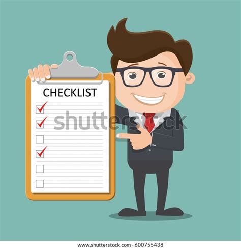 Businessman Hold Clipboard Checklist Vector Illustration Stock Vector Royalty Free