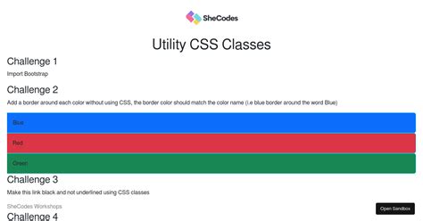 Utility CSS Classes Challenge Forked Codesandbox