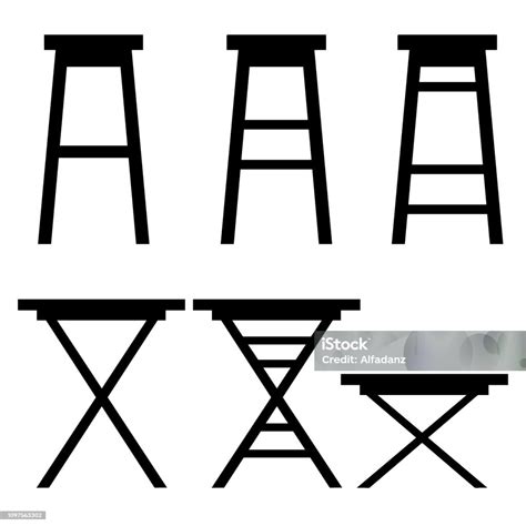 검은 실루엣 자 바의 설정 나무 황토 컬렉션입니다 레트로 바 나 카페 발판 흰색 배경에 고립 된 평면 벡터 일러스트 레이 션 검은색에 대한 스톡 벡터 아트 및 기타 이미지