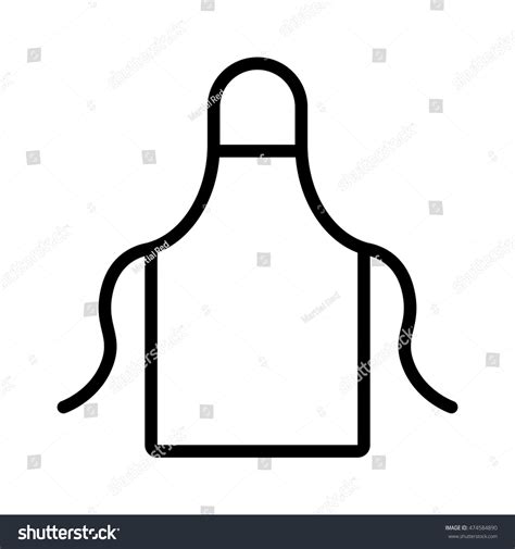 Kitchen Apron Protective Garment Line Art Stock Vector Royalty Free