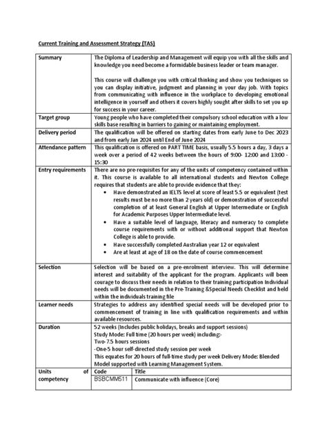 Current Training And Assessment Strategy Pdf