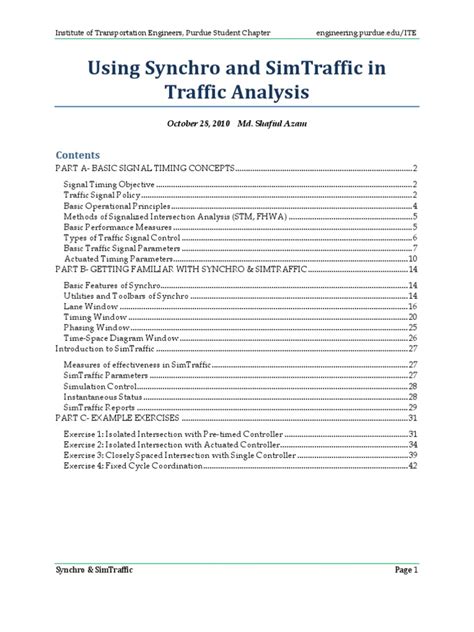 using synchro and simtraffic in traffic analysis october 28 2010 md