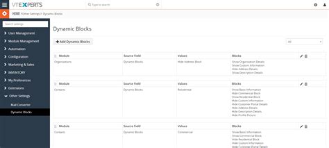 Dynamic Blocks Vtiger Experts