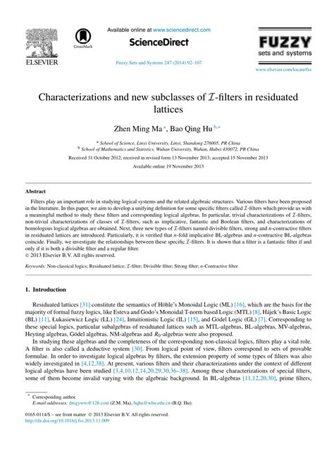 Pdf Characterizations And New Subclasses Of I Filters In Residuated Lattices
