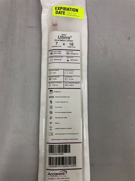 New Acclarent Bc0716ru Relieva Ultirra Sinus Balloon Catheter 7 X 16