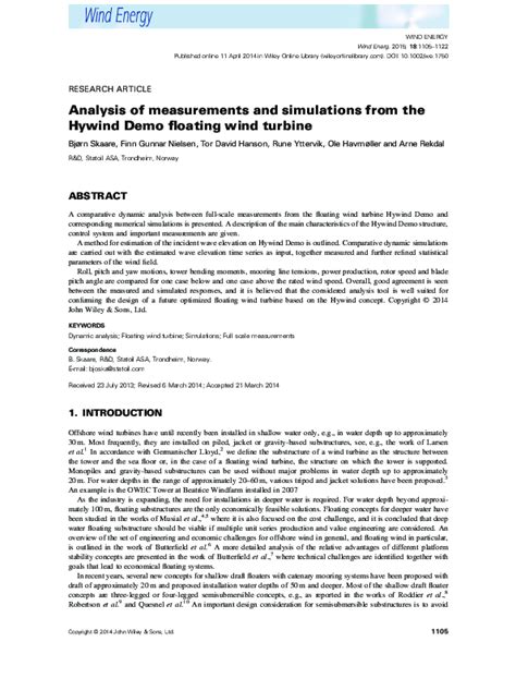 pdf analysis of measurements and simulations from the hywind demo