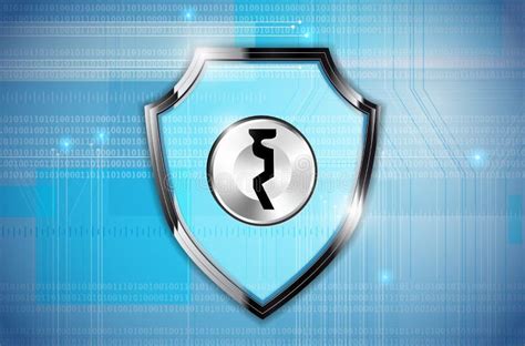 shield with keyhole and computer background computer security stock
