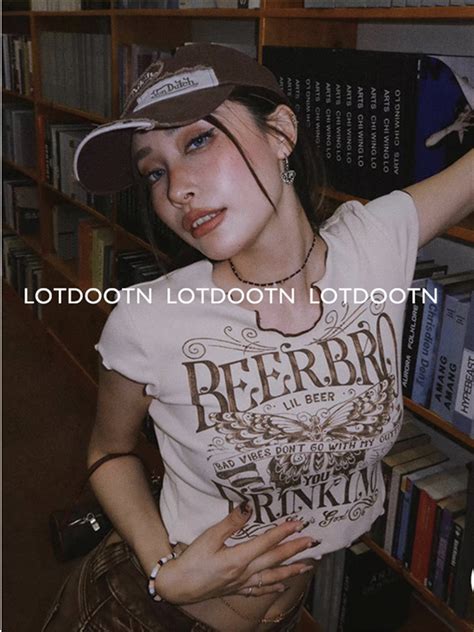 Lotdootn Y2k 빈티지 레터 프린트 크롭탑 슬림 스트리트웨어 하라주쿠 고스 반팔 하이 스트리트 티셔츠 2023 여름 신상 Aliexpress