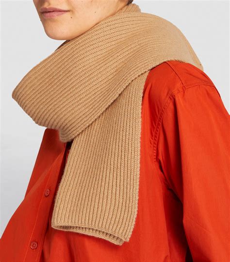 Johnstons Of Elgin Brown Cashmere Ribbed Scarf Harrods Uk