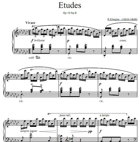 肖邦黑键练习曲钢琴谱 étude Op 10 No 5