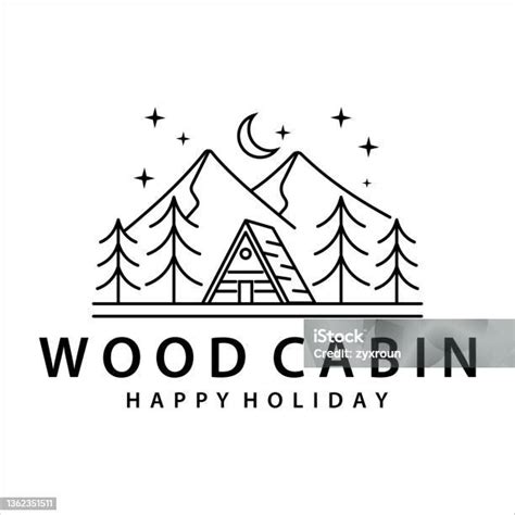 오두막 또는 코티지 라인 아트 아이콘 벡터 일러스트 템플릿 아이콘 디자인 통나무집에 대한 스톡 벡터 아트 및 기타 이미지 통나무집 라인아트 벡터 Istock