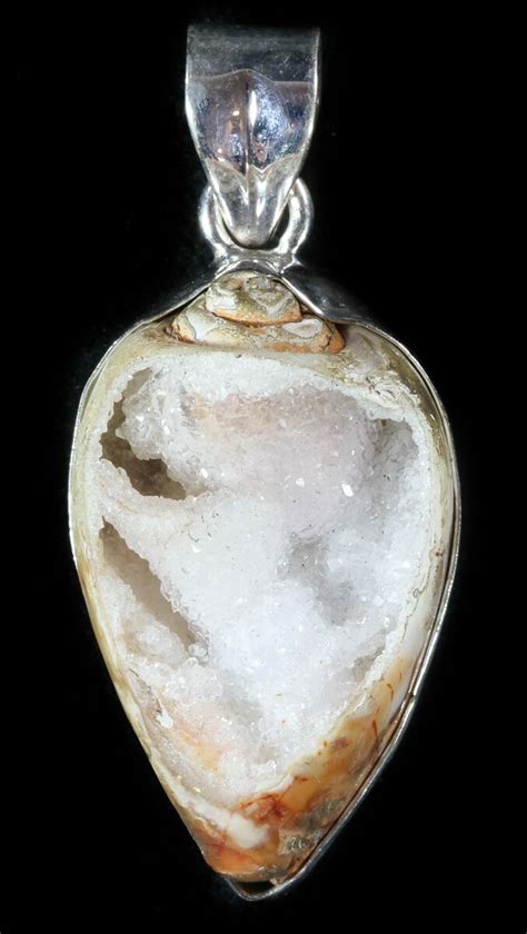 1 3 Fossil Gastropod Snail With Druzy Quartz Pendant 48494 For