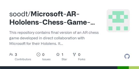 GitHub Soodt Microsoft AR Hololens Chess Game CSharp Unity This