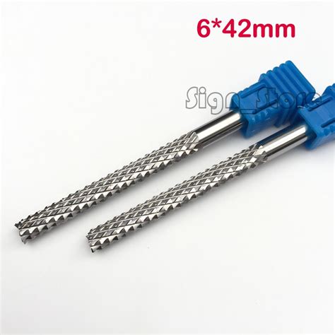 옥수수 치아 엔드 밀 밀링 커터 Cnc 라우터 비트 도구 6x42mm Pcb Hdf의 인쇄 회로 기판 커터 섬유 유리