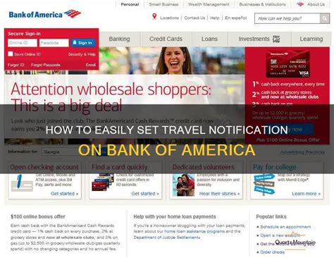 How To Easily Set Travel Notification On Bank Of America Quartzmountain