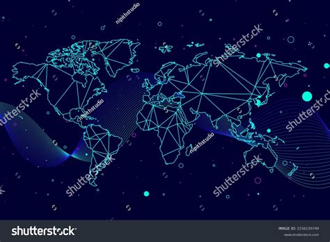 World Map Abstract Background Connecting Line Stock Vector Royalty